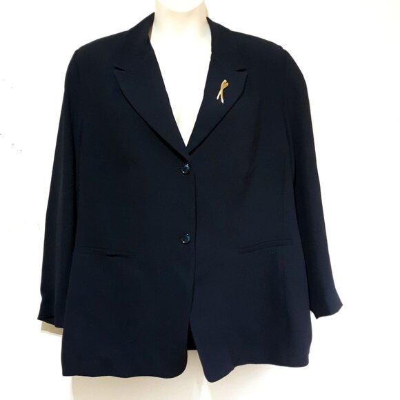 Monte | Jackets & Coats | Monte 24w Women Navy Blue Blazer Gold Pin ...